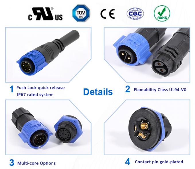 Round 16 Pin IP67 Waterproof Data Connector M19 Male Female Plug Socket