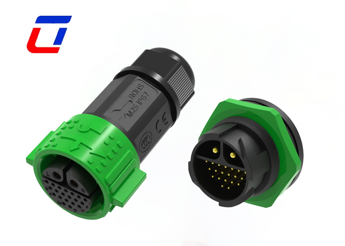 Signal And Power Multi Connectors M25 2+20 Pin Waterproof 300 Volt Wire ...