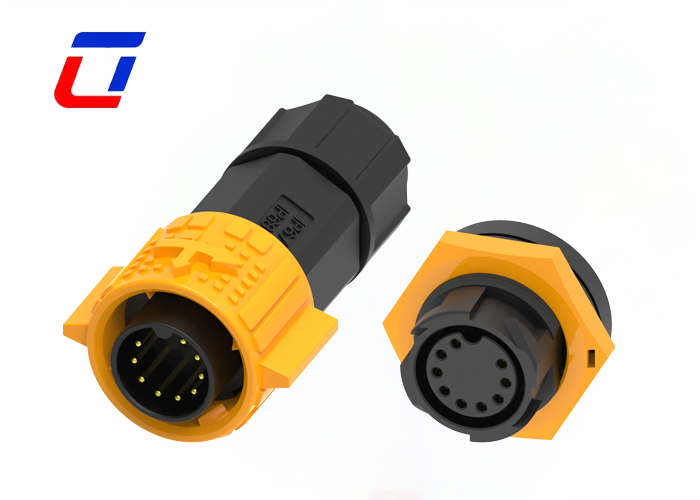 9 Pin M19 IP67 Waterproof Connector - Brass Gold-Plated Data Plug